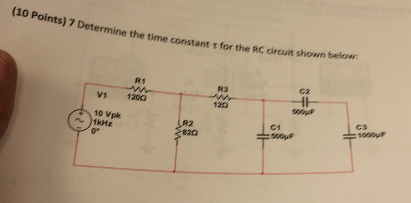 Solved Determine the time constant tau for the RC circuit | Chegg.com