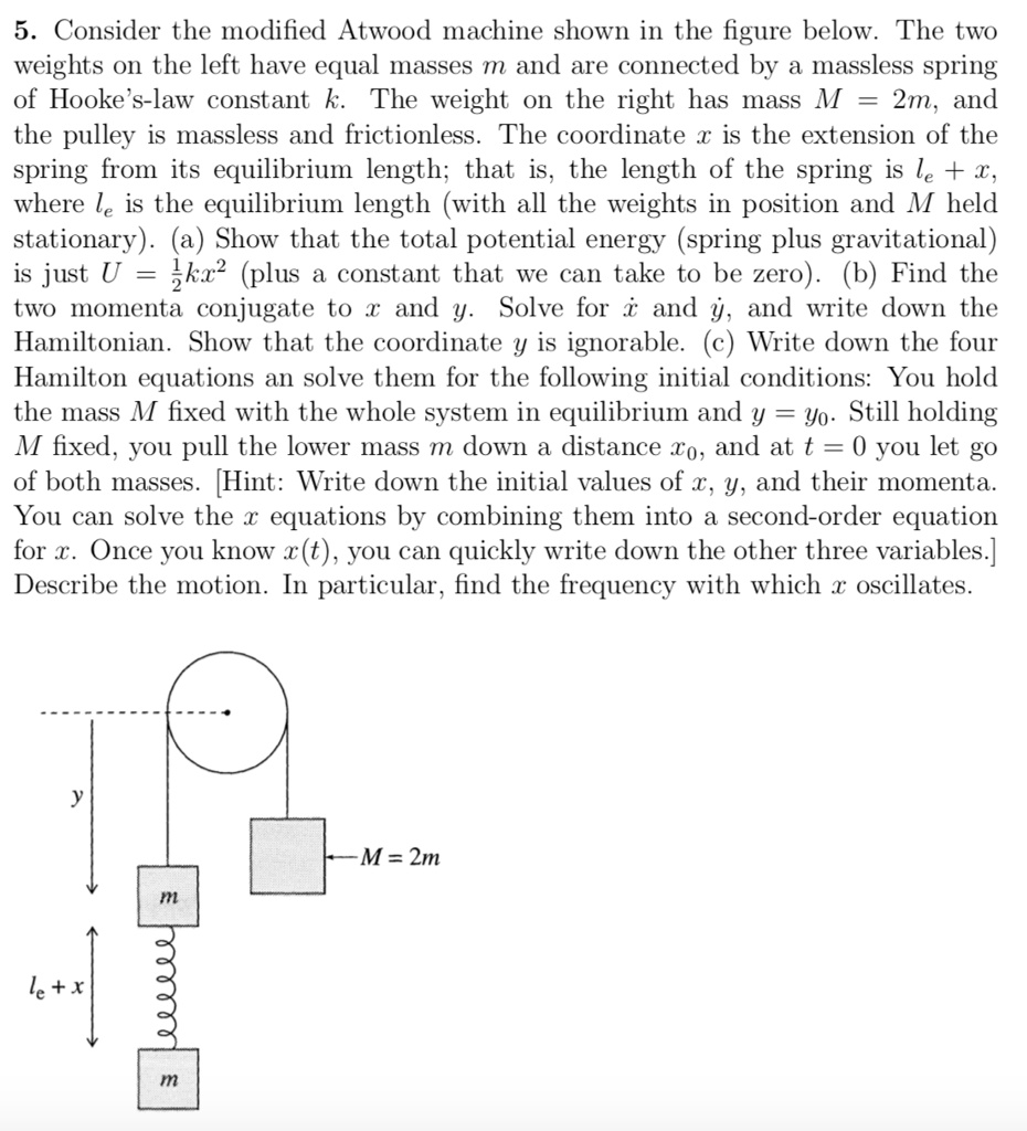 5. Consider the modified Atwood machine shown in the | Chegg.com