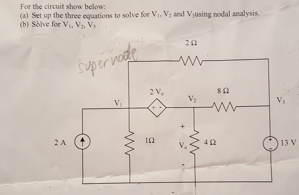 Solved For the circuit show below: Set up the three | Chegg.com