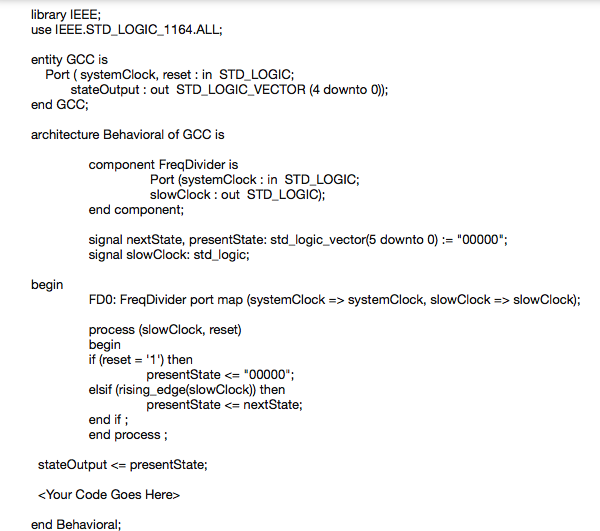 Solved Complete the following peice of VHDL code with the | Chegg.com