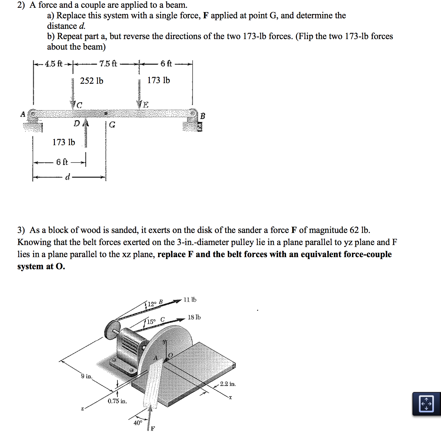 Solved A force and a couple are applied to a beam. Replace | Chegg.com