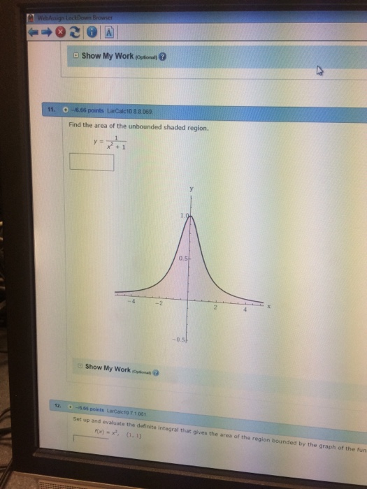 Solved Find the area of the unbounded shaded region. y = 1 | Chegg.com