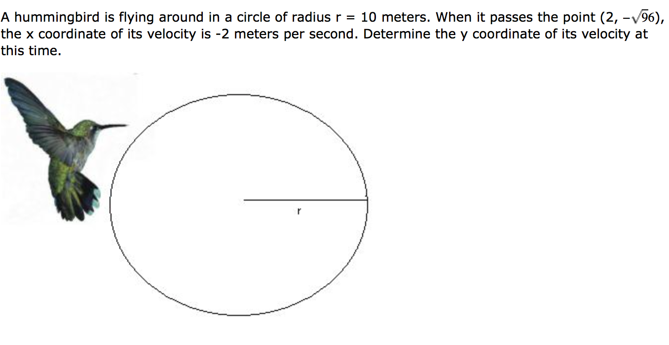 Solved A hummingbird is flying around in a circle of radius | Chegg.com