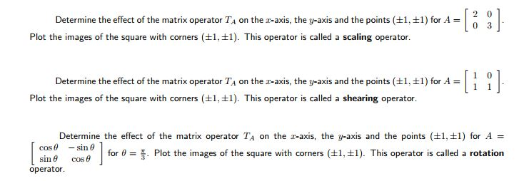Solved Determine the effect of the matrix operator T_A on | Chegg.com