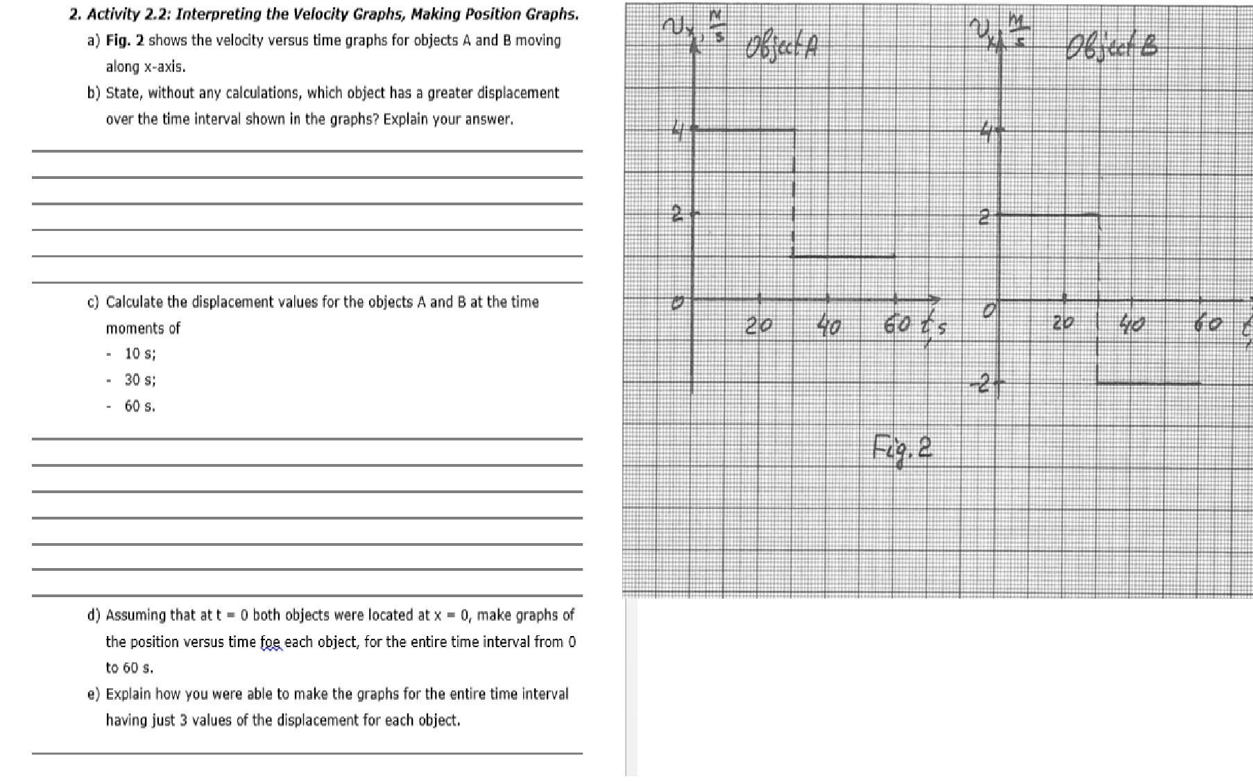 Solved 2. Activity 2.2: Interpreting the Velocity Graphs, | Chegg.com