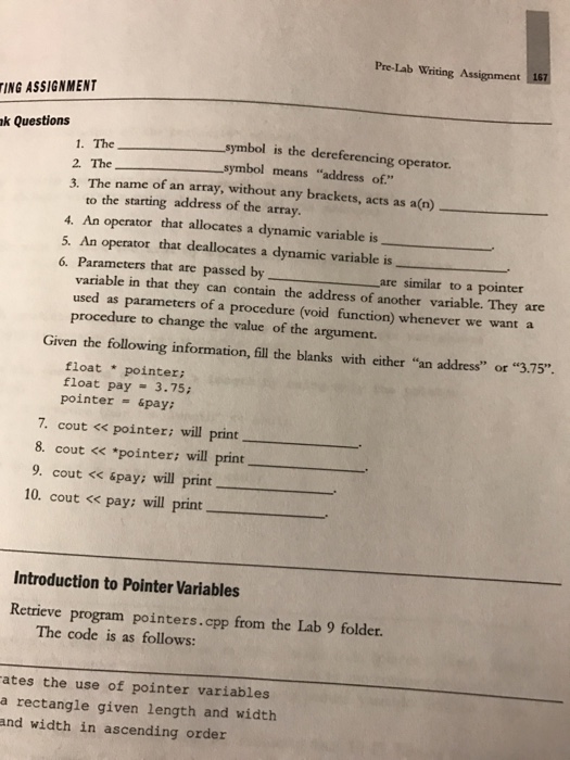 Solved The symbol is the dereferencing operator. The | Chegg.com