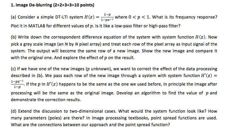Consider a simple DT-LTI system H(z) = 1-p/1-pz^-1 | Chegg.com