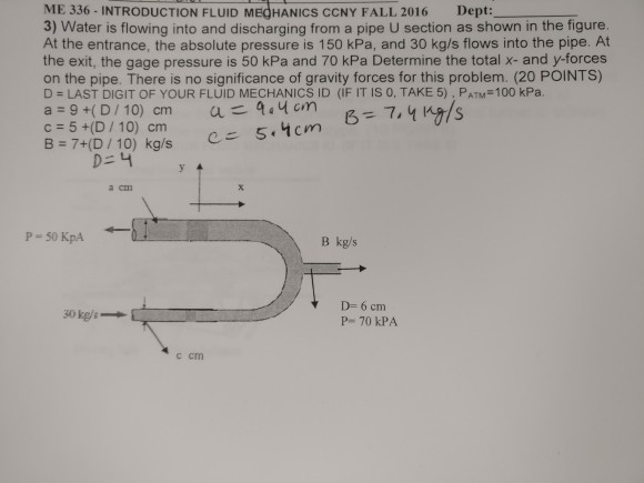 Solved ME 336 - INTRODUCTION FLUID MECHANICS CCNY FALL 2016 | Chegg.com