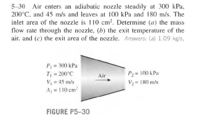 Solved 5-30 Air enters an adiabatic nozzle steadily at 300 | Chegg.com