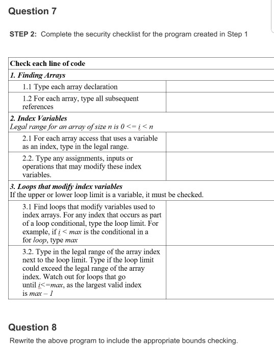 Solved Question 7 STEP 2: Complete the security checklist | Chegg.com