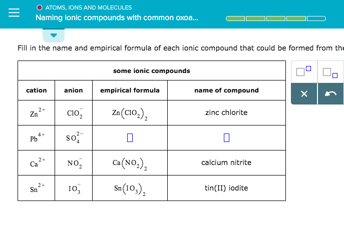 Solved O ATOMS, IONS AND MOLECULES Naming ionic compounds | Chegg.com