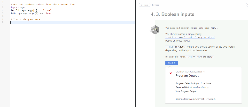 Solved Get Our Import Sys The Command Line Collapse Boolean