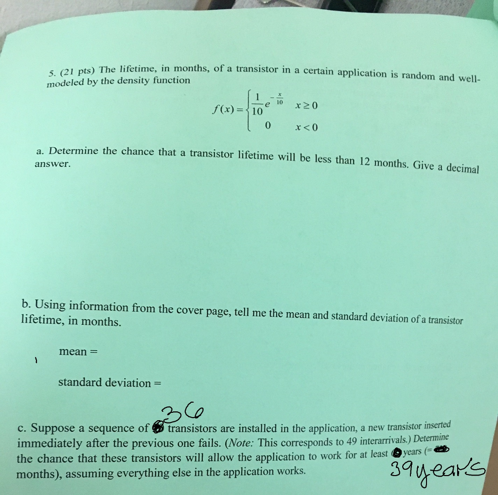 Solved in months, of a transistor in a certain application | Chegg.com