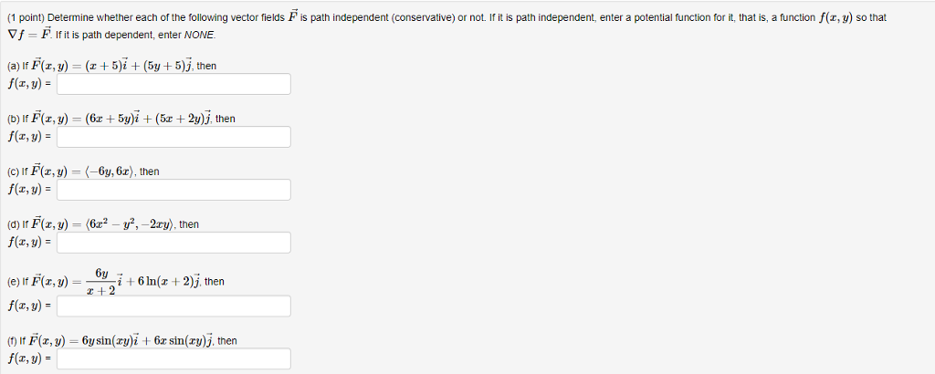 Solved (1 point) Determine whether each of the following | Chegg.com