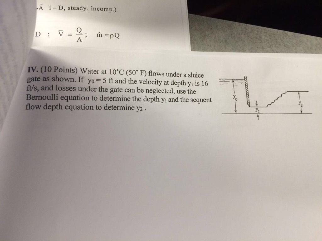 Water at 10 degree C (50 degree F) flows under a | Chegg.com