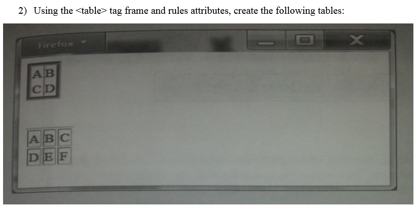 Solved 2) Using the tag frame and rules attributes, create | Chegg.com