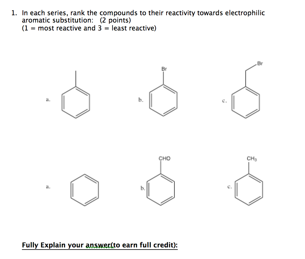 Solved In each series, rank the compounds to their | Chegg.com