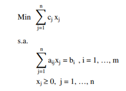 Min 〉.cj xj j-I s.a. Ajxj = bi,i=1, j-1 X,20, j=1, ,n | Chegg.com