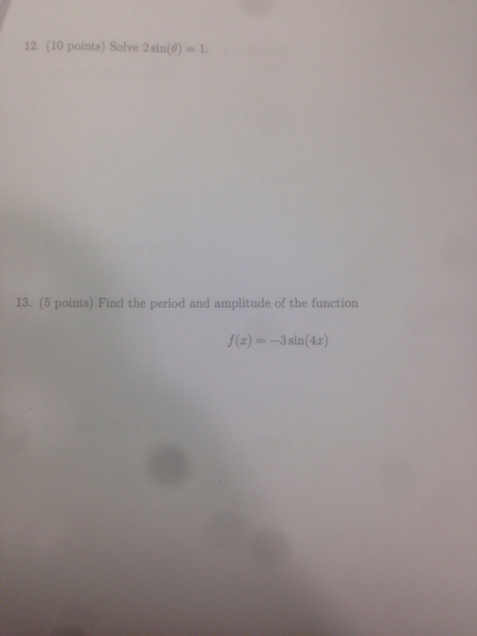 Solved Solve 2sin(theta) = 1. Find the period and amplitude | Chegg.com