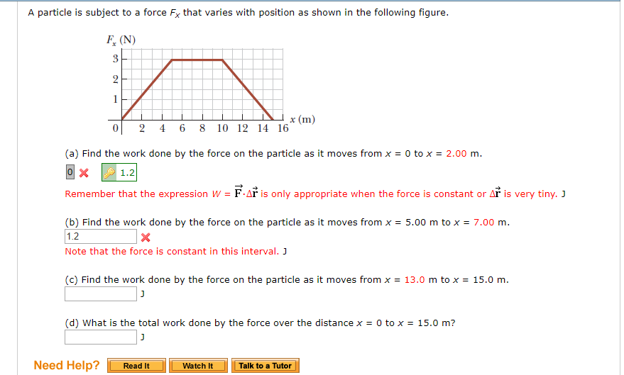 Solved A particle is subject to a force Fx that varies with | Chegg.com
