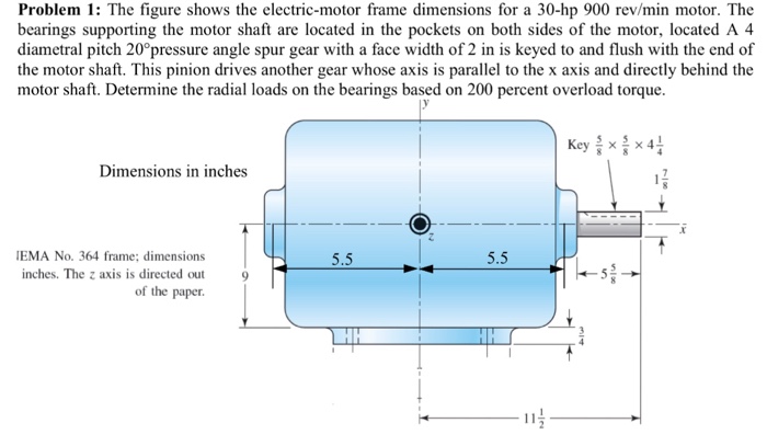 Solved The figure shows the electric-motor frame dimensions | Chegg.com