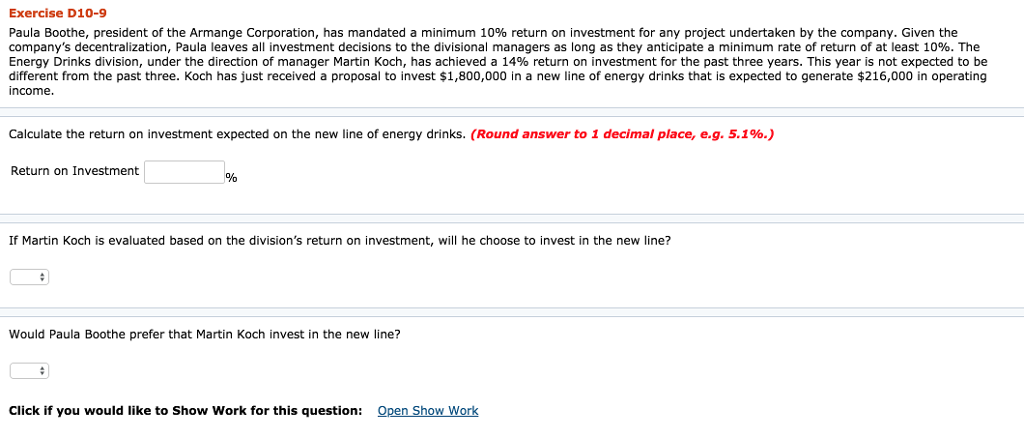 Solved Exercise D10-9 Paula Boothe, president of the Arrange | Chegg.com