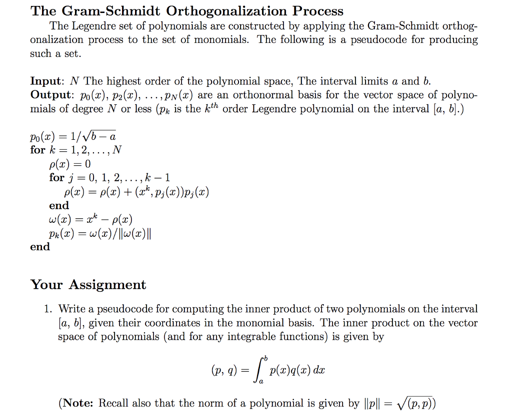 Solved The Gram-Schmidt Orthogonalization Process The | Chegg.com