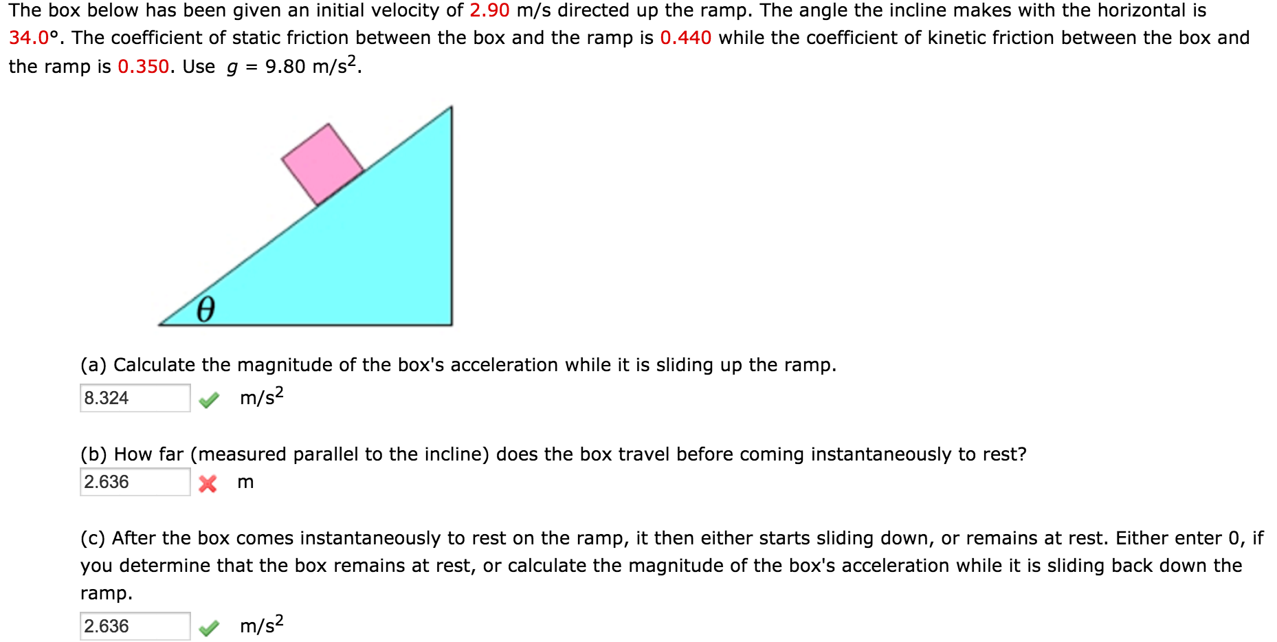 Solved The box below has been given an initial velocity of | Chegg.com