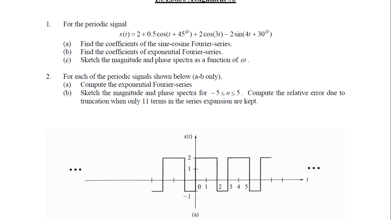 Solved 1. For the periodic signal(a) Find the coefficients | Chegg.com