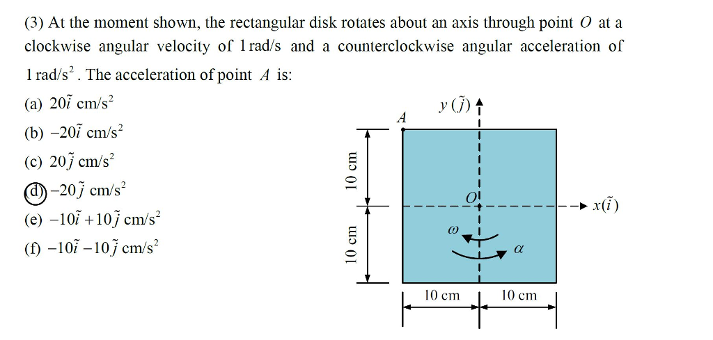 Solved (3) At the moment shown, the rectangular disk rotates | Chegg.com