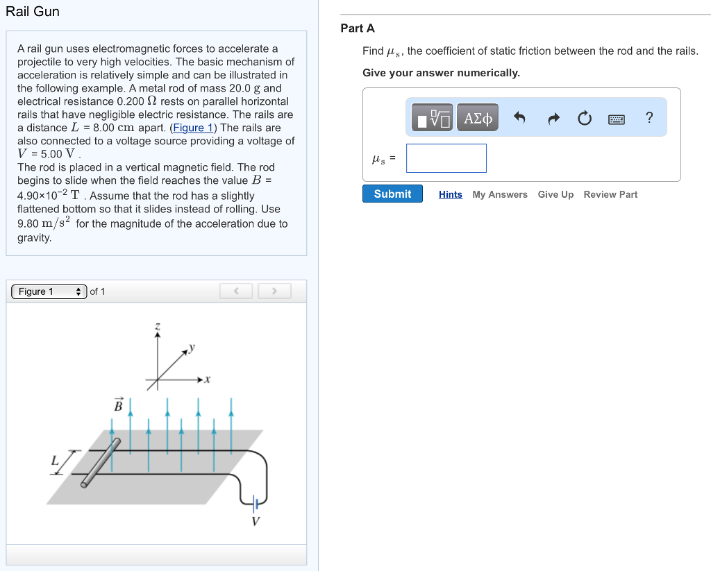 Solved A rail gun uses electromagnetic forces to accelerate | Chegg.com