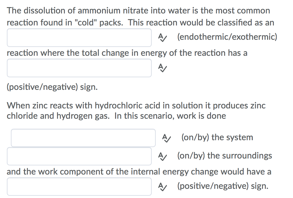 Solved The dissolution of ammonium nitrate into water is the | Chegg.com