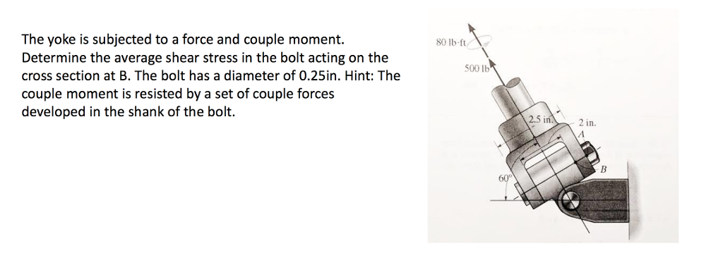 Solved The yoke is subjected to a force and couple moment. | Chegg.com