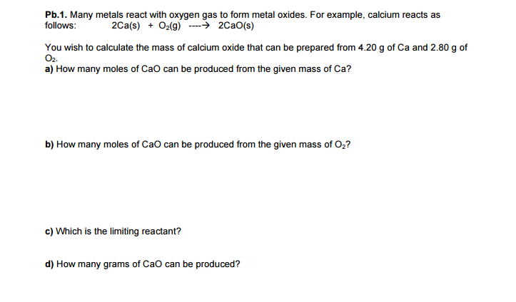 Solved Many metals react with oxygen gas to form metal | Chegg.com