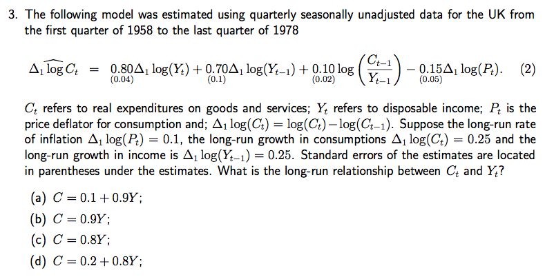 I can't solve this econometric problem. Do you have | Chegg.com