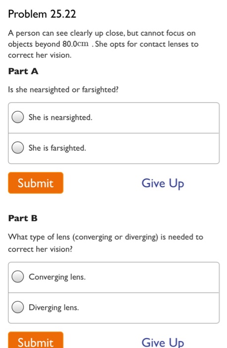 Solved Problem 25.22 A person can see clearly up close, but | Chegg.com