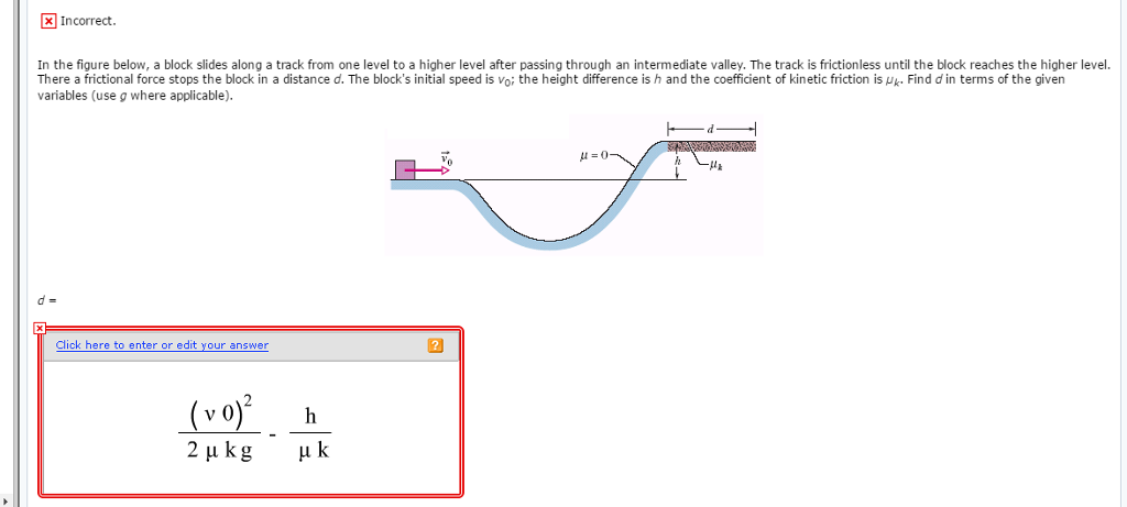 Solved In the figure below, a block slides along a track | Chegg.com