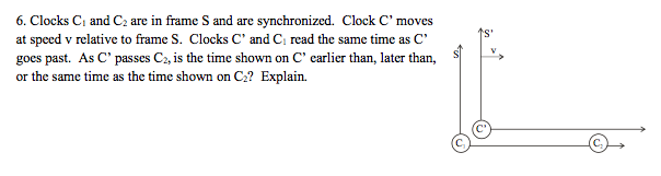 Solved 6. Clocks C and C2 are in frame S and are | Chegg.com