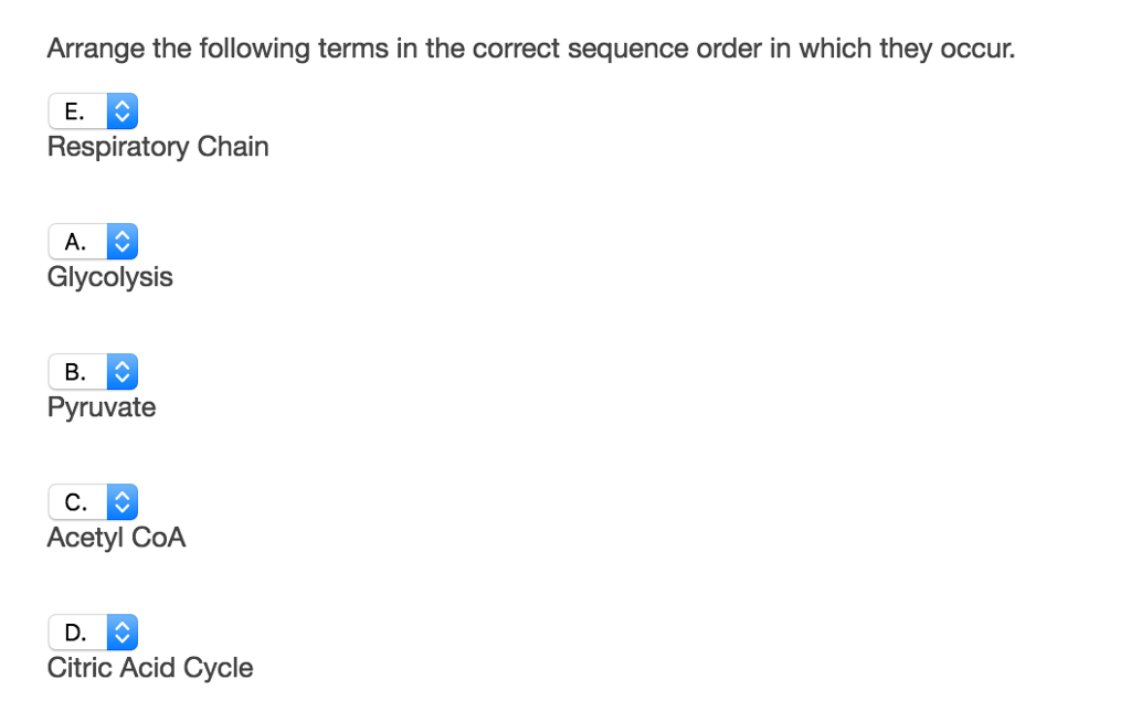 Solved Arrange the following terms in the correct sequence | Chegg.com