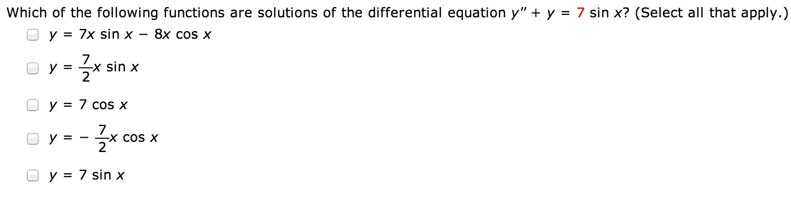 Solved Which of the following functions are solutions of the | Chegg.com