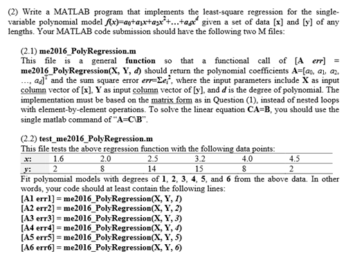 Write a MATLAB program that implements the | Chegg.com