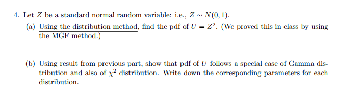 Solved Let Z be a standard normal random variable: .e., | Chegg.com