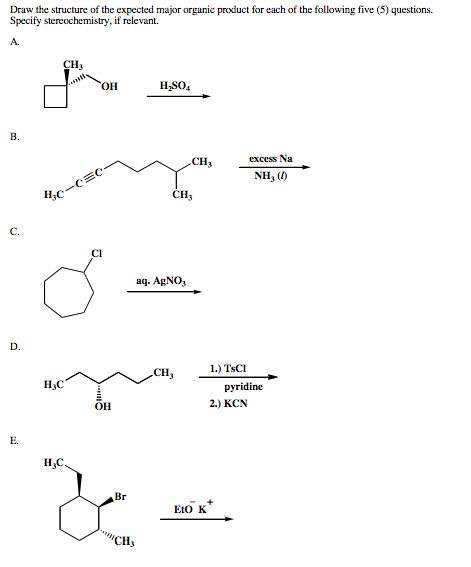 Solved Draw The Structure Of The Expected Major Organic