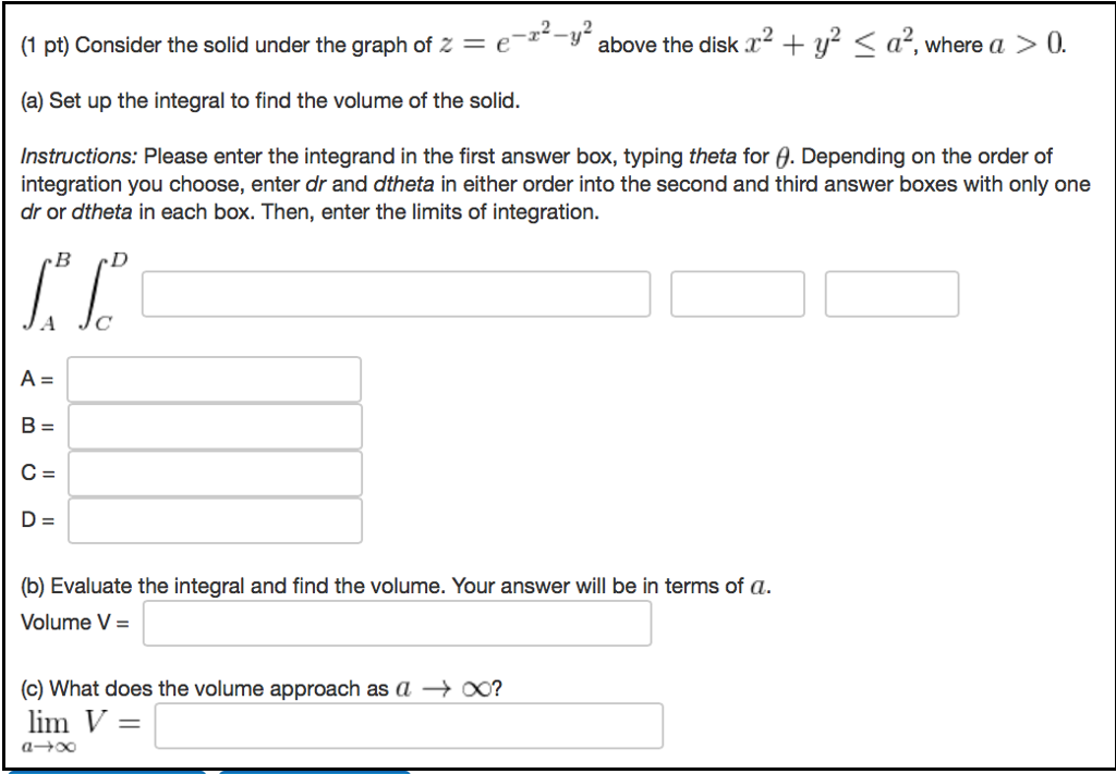 Solved Consider the solid under the graph of z = e^-x^2 - | Chegg.com