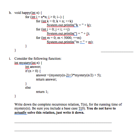 Solved Big-Oh and Run Time Analysis: Describe the worst case | Chegg.com