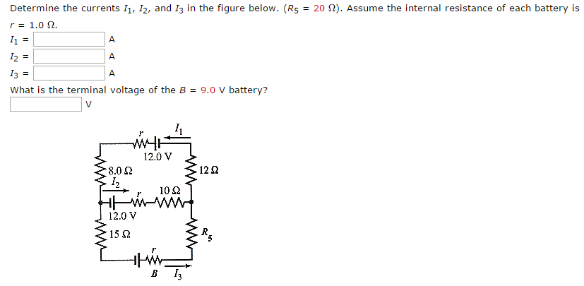 Solved Determine the currents I1, I2, and I3 in the figure | Chegg.com