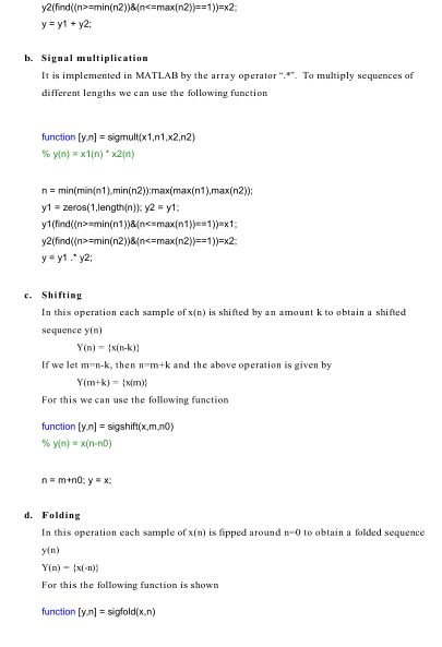 4. Operations on Sequence a. Signal addition It is | Chegg.com