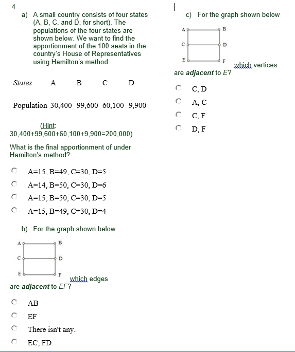 Solved a) A small country consists of four states (A, B, C, | Chegg.com