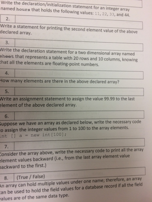 Solved Write the declaration/initialization statement for an | Chegg.com