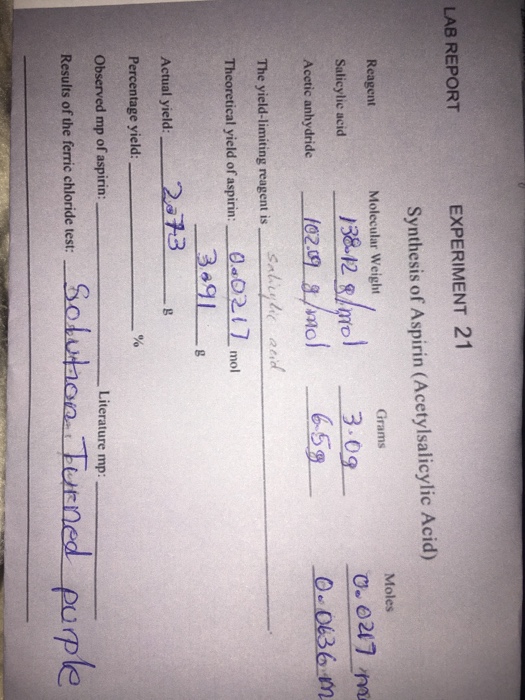 Solved The yield-limiting reagent is Theoretical yield of | Chegg.com
